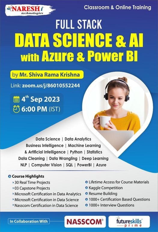 👉Attend a Free Demo On Full Stack Data Science & AI with Azure & Power BI by Mr. Shiva Rama ...