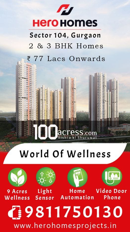 Hero Homes Sector 104 Gurgaon — Luxurious Project on Dwarka Expressway ...
