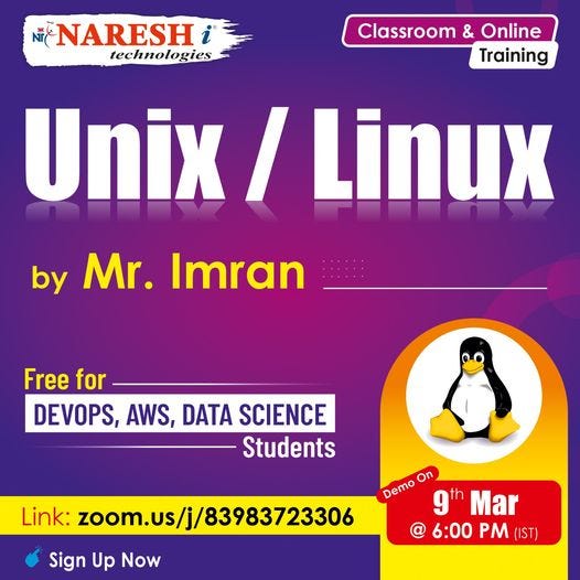 Best Free Demo on UNIX / LINUX Training by Mr. Imran NareshIT-2023. - Prasanna NareshIT - Medium