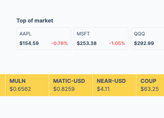 Live stock prices UI component. Low code stock prices | Yuzu API