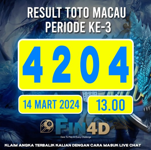 fin4d DATA MACAU — HASIL KELUARAN TOTO MACAU 14 MARET 2024 13.00 WIB ...