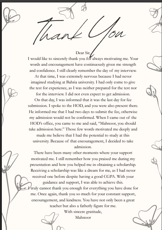 Thank You Letter. Thank You is a small word, but it… | by Mahnoor | Dec ...