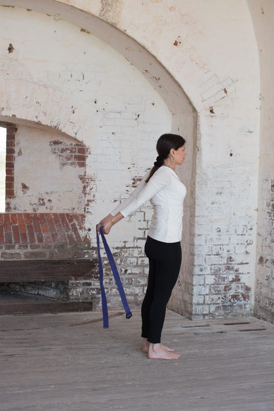 Chest Stretch with Yoga Strap. One of the easiest ways to stretch your ...