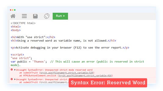 SyntaxError : Reserved Word. Strict mode has become a necessity… | by Robin Jangu | Medium