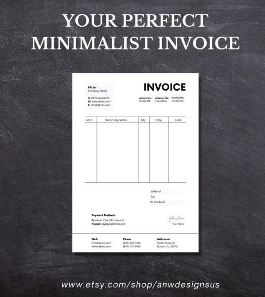 Modern Invoice Template | Digital | Download Invoice | Printable ...