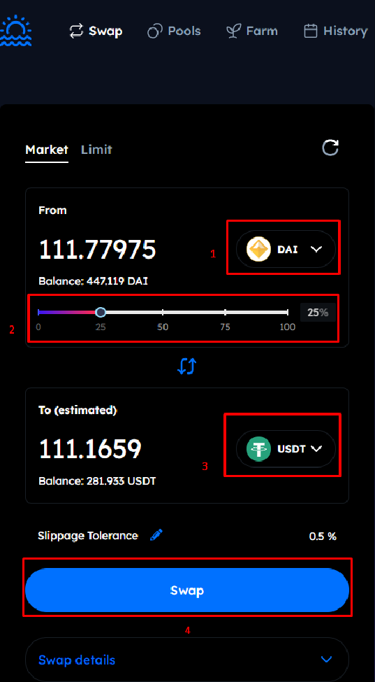 Руководство. «Как совершить обмен на BaySwap» Посетите https://app.bayswap.io/ Подключите ...