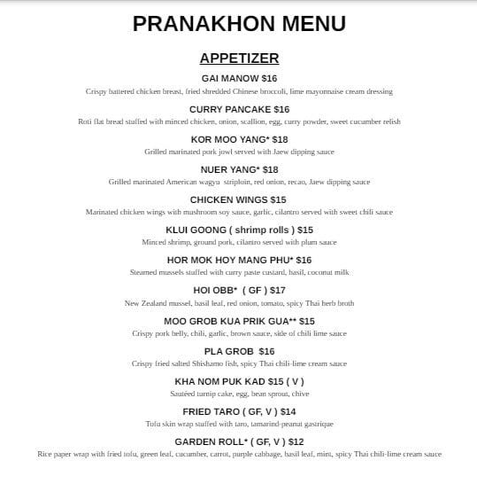 Pranakhon Restaurant New York 2024 ( Prices + menu + location ) | by ...