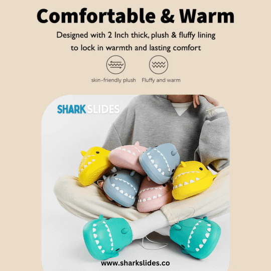 Step into Winter Wonderland with Fluffy Shark Slides™ for Women & Men ...