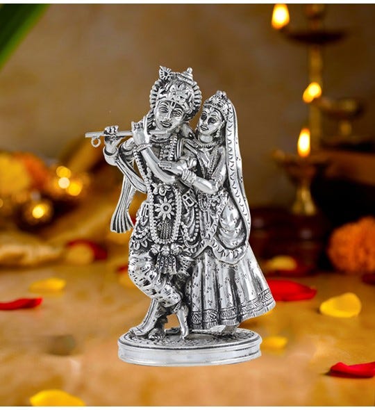 Lord Krishna and Radha crafted using Silver | by Krishna Jewellers | Medium