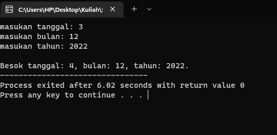 Dasar Pemrograman —Menampilkan Tanggal atau Bulan atau Tahun hari besok ...