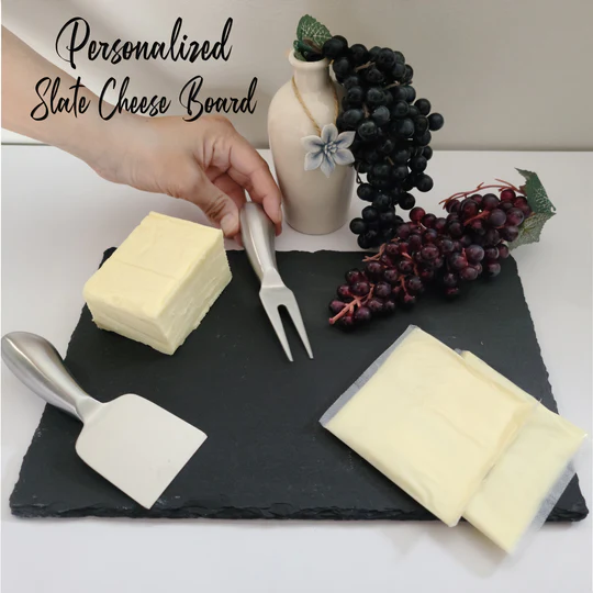 Personalized Laser Etched Cheese Serving Natural Slate Stone | by ...