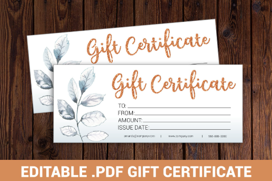 Gift certificate template printable editable card voucher pdf - Art ...