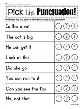 Punctuation Marks For Kindergarten