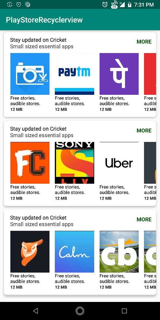 Creating a recyclerview like google playstore (No external libraries used). | by Gunjan Kalita ...