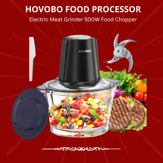 Electric Meat Grinder and Food Processor with 8 Cup Glass Bowl ...