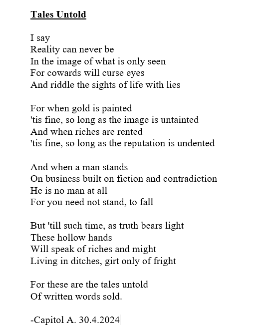Tales Untold — Poem - Capitol A - Medium