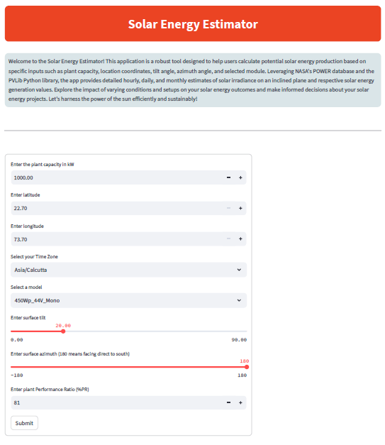 Free Solar Energy Estimator App Using The Power Of Streamlit And Pvlib Effectively For Solar