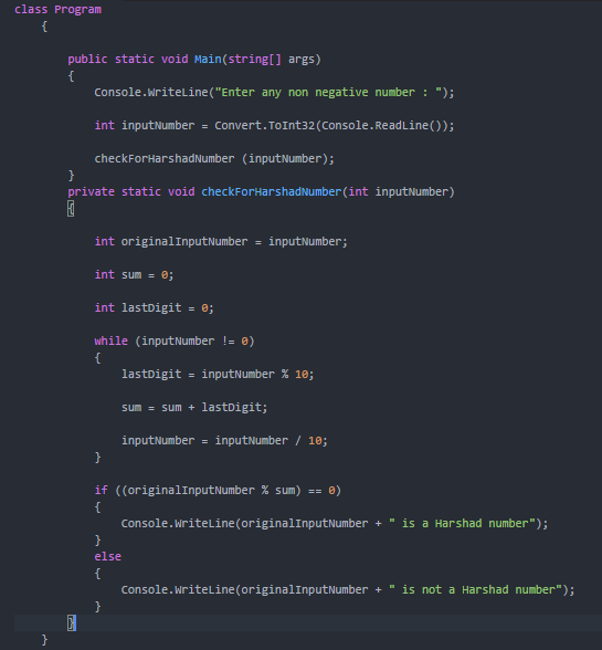 Algorithm to check Harshad Number or Niven Number | by Himanshu Tarsoliya | Medium