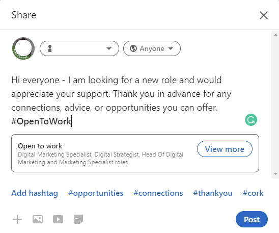 Open to Work LinkedIn Post Examples: Boost Your Job Search | by Kanafila | Medium
