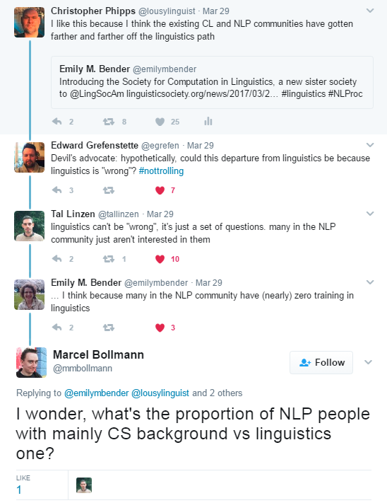 NLPers: How would you characterize your linguistics background? | by Christopher Phipps | Medium