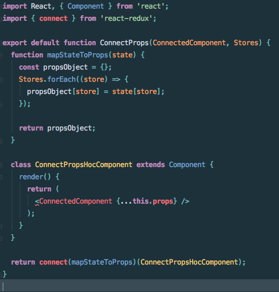 A React higher order component for mapping state to props and connect ...