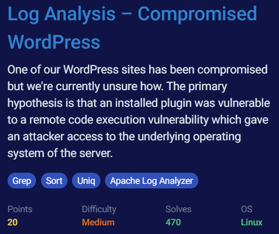 Blue Team Labs- Log Analysis- Compromised WordPress | by Aditya Sharma ...