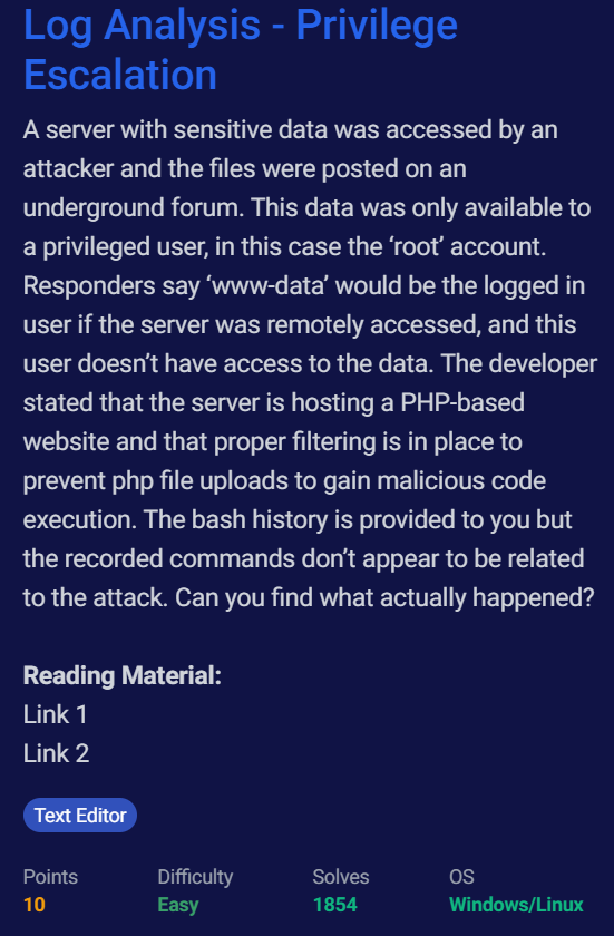 Blue Teams Labs Online | Log Analysis- Privilege Escalation | by Aditya Sharma | Medium