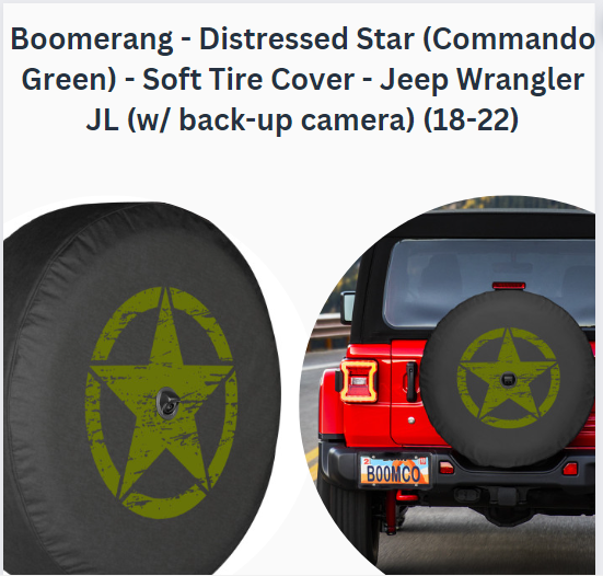 Boomerang — Distressed Star (Commando Green) — Soft Tire Cover — Jeep ...
