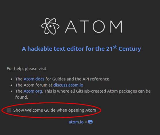 Disable Atom.js Startup Welcome Guide | by Gunnar Gissel | Medium
