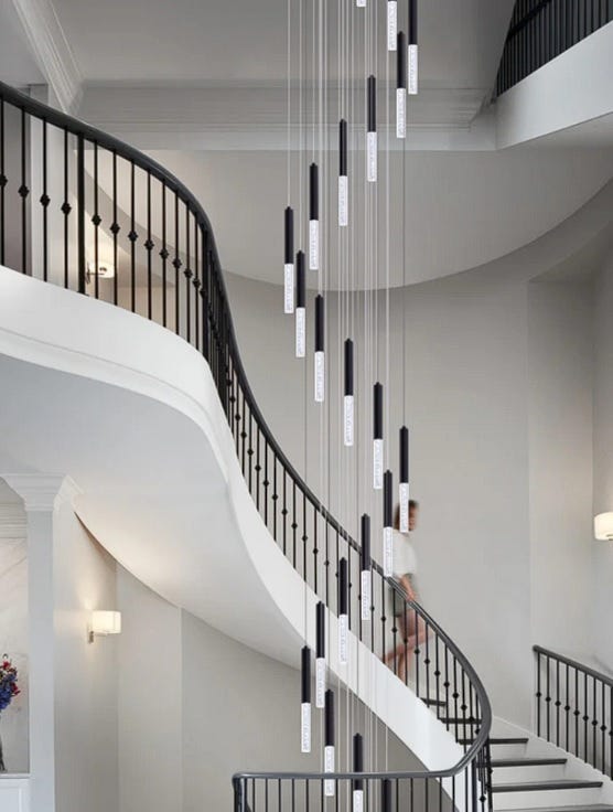 Lum Modern Black Foyer Chandelier For High Ceiling — Seus Lighting | by ...