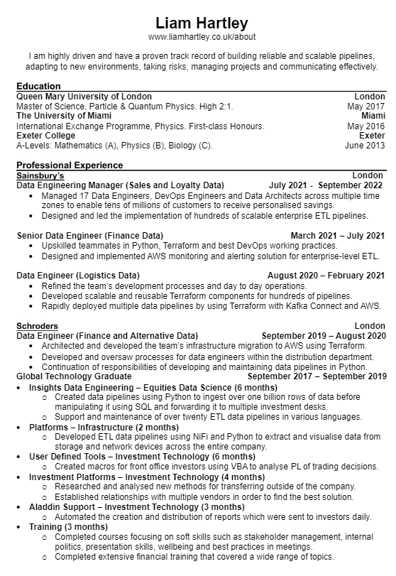 Top 3 Data Engineering Resume Tips | by Liam Hartley | Python in Plain ...