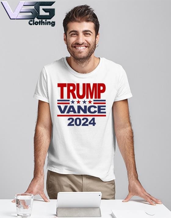 Official Trump Vance 2024 Retro Stripe Trump Jd Vance T-Shirt ...