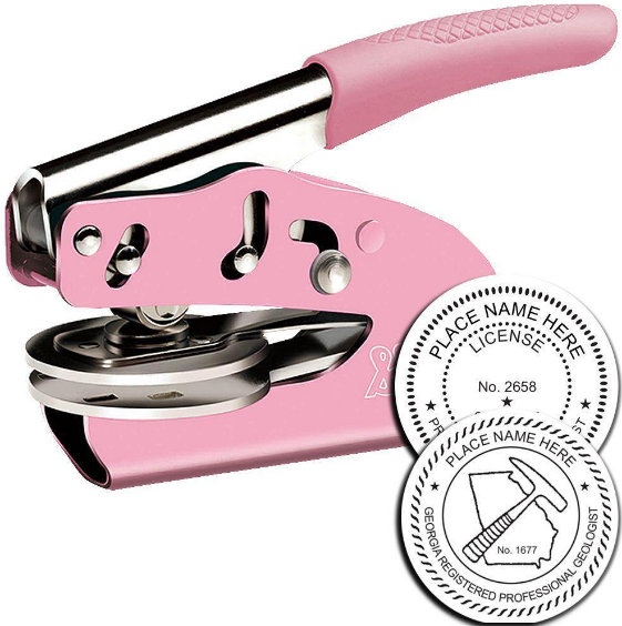 Geologist Pink Seal Handheld Embosser - Engineer Seal Stamps - Medium