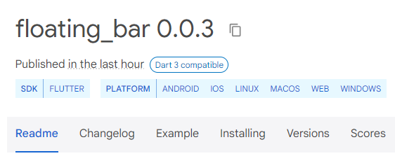 [Flutter]pub.dev 배포와 Golden test. https://pub.dev/packages/floating_bar ...