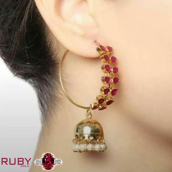 Ruby stone jewelry. Auspicious ruby gemstone chand bali… | by ...