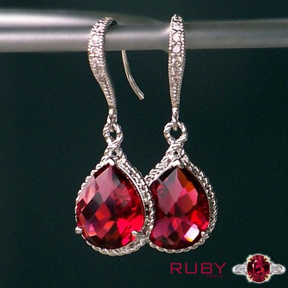 Gorgeous Ruby dangle earrings. Add a stylish look to your personality ...