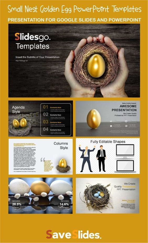 Small Nest Golden Egg PowerPoint Templates - Saveslides - Medium