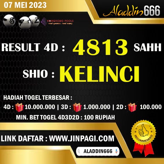 Result Togel Hongkong Pools 07 Mei 2023 - Aladdin666 Official - Medium