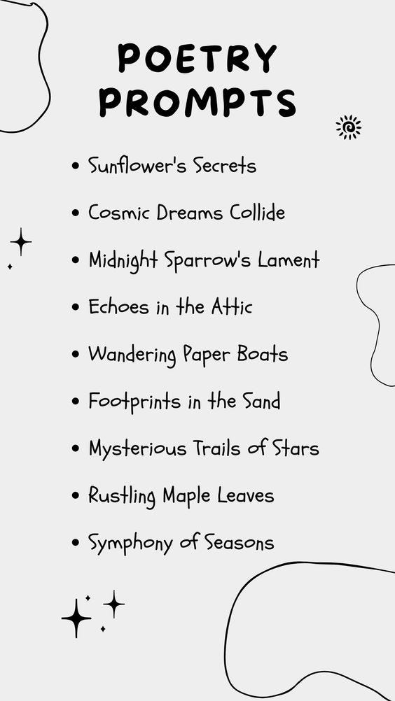 Poetry Prompts. That I will probably use for short… | by Wendy ...