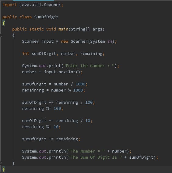 Java: Döngü Kullanmadan Girilen Sayının Rakamlarının Toplamı? | by Java Programming | Medium