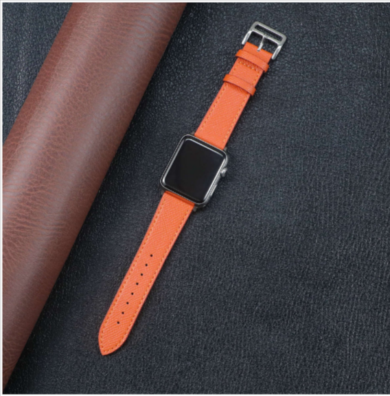APPLE WATCH | ORANGE LEATHER & STITCHING - Crestedbands Official - Medium