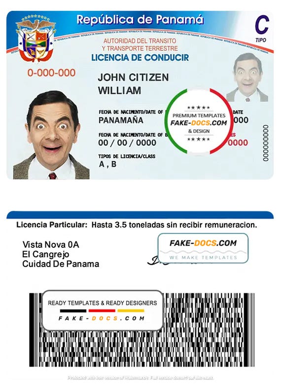 Panama driver license Psd Template - ali baghi - Medium
