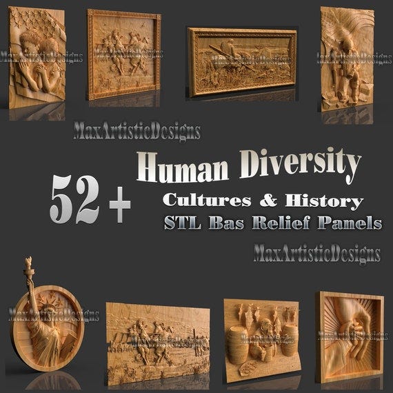 54 3d stl Human diversity panels civilizations/historic for cnc router ...