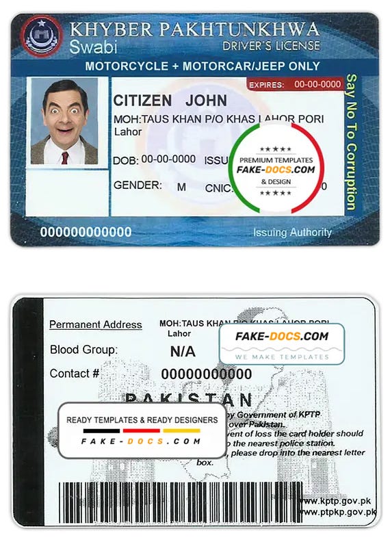 Pakistan driver license Psd Template - ali baghi - Medium