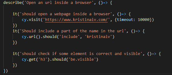 Most used basic Cypress Commands — Part One | by kristina Ivanova | Medium