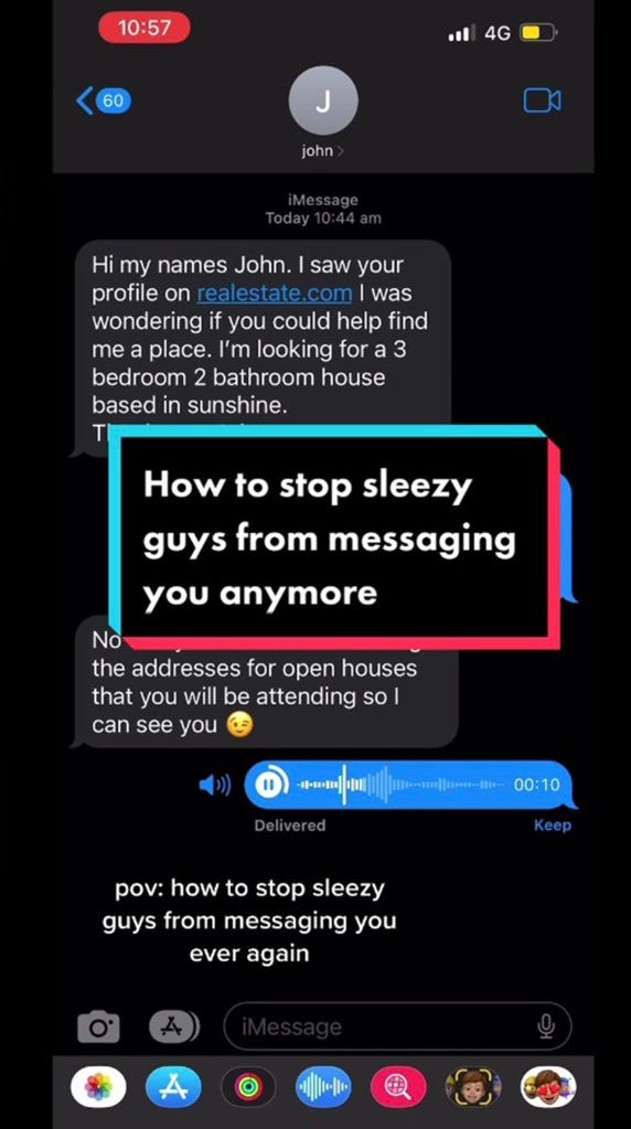 Real estate agent’s clever response to ‘sleazy’ creep’s messages goes ...