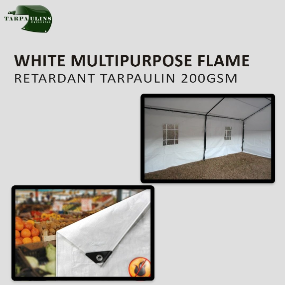 White Multipurpose Flame Retardant Tarpaulin 200gsm. - tarplin ...
