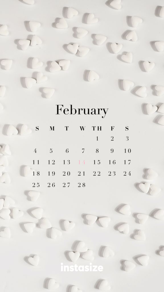 Cute Black And White February 2022 Calendar