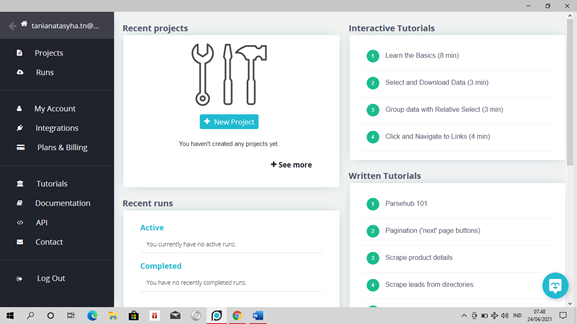 Tutorial Mengambil Data Dengan Aplikasi Parsehub dan WorldCloud | by Tania Natasha | Medium