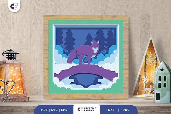 Red Fox in the Forest 3D Shadow Box SVG (Winter 3D SVG Crafts) | by ...